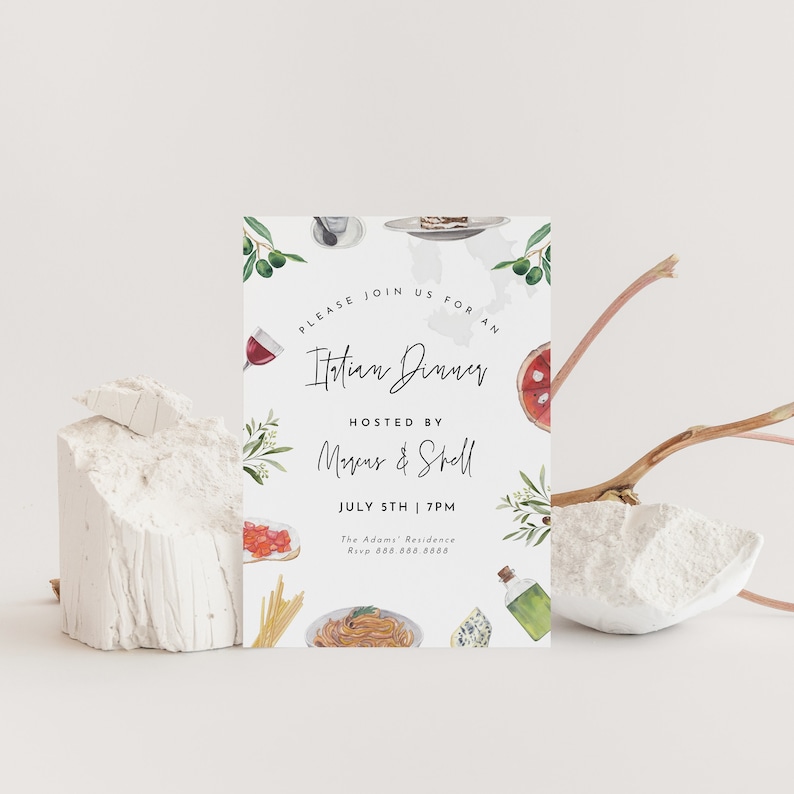Italian Theme Rehearsal Dinner Invite - Italian Invite, Pasta ...