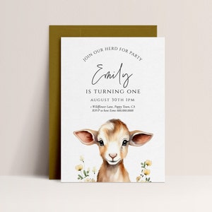 Goat Birthday Invitation - Goat Invitation, Farm Birthday Invitation ...