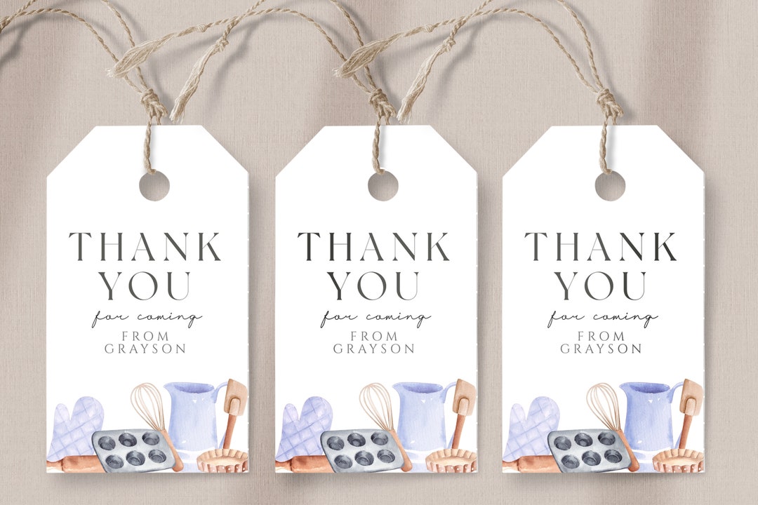 Baking Party Favor Tags-cooking Party Favor Boy, Baking Birthday Decor ...