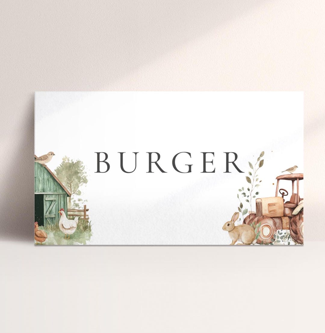 Farm Theme Food Card-farm Theme Food Tent, Food Label, Farm Animal Baby ...