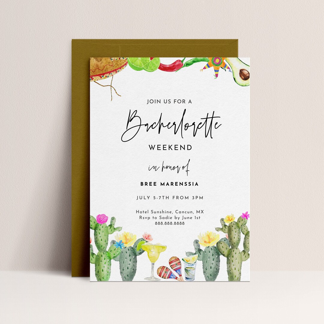Fiesta Bachelorette Invitation - Fiesta Invitation Hens, Fiesta Bridal ...