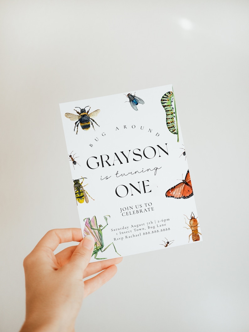 Editable Bug Birthday Invitation Insect Birthday Invite - Etsy