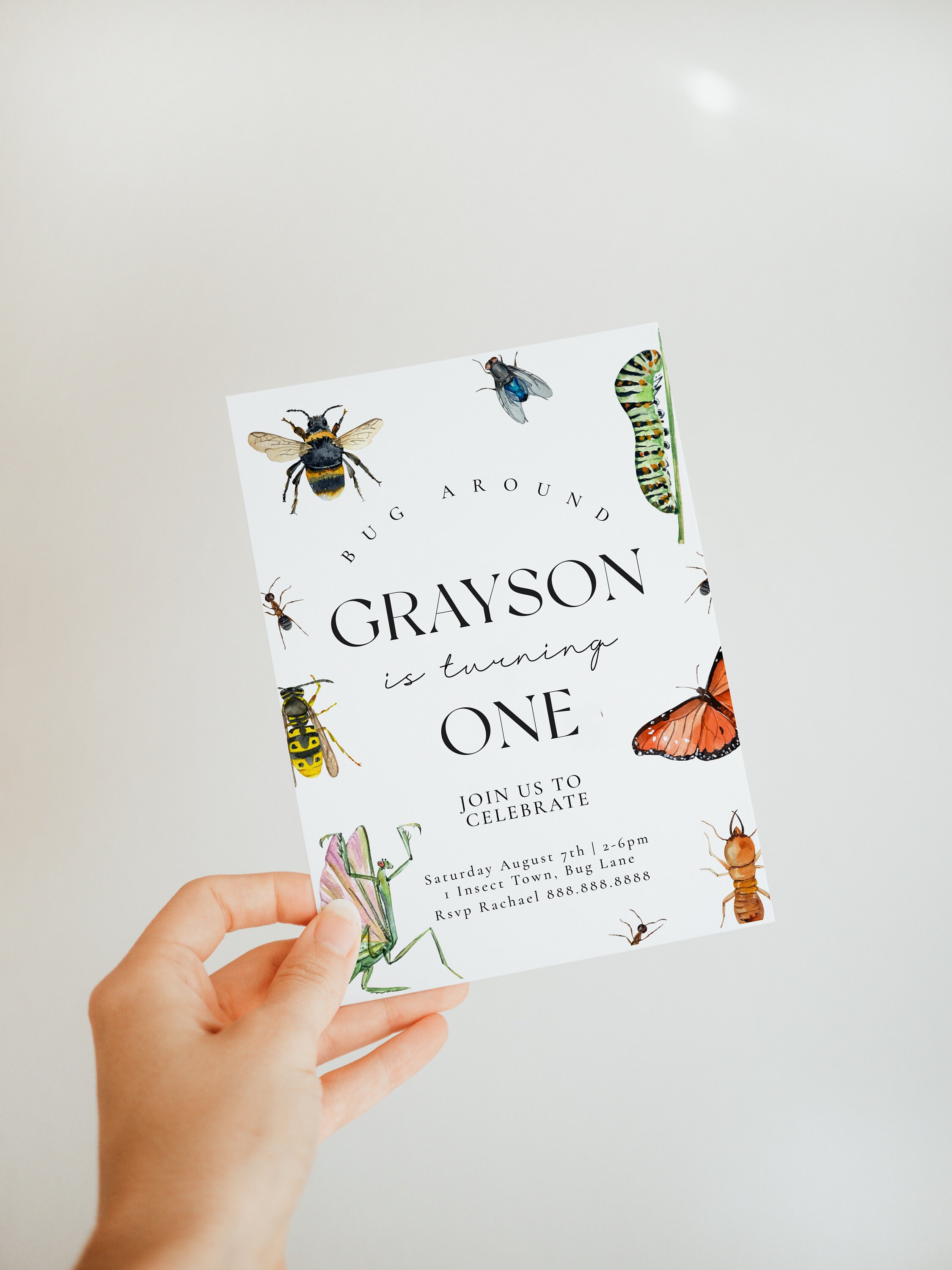 Editable Bug Birthday Invitation - Insect Birthday Invite Template ...