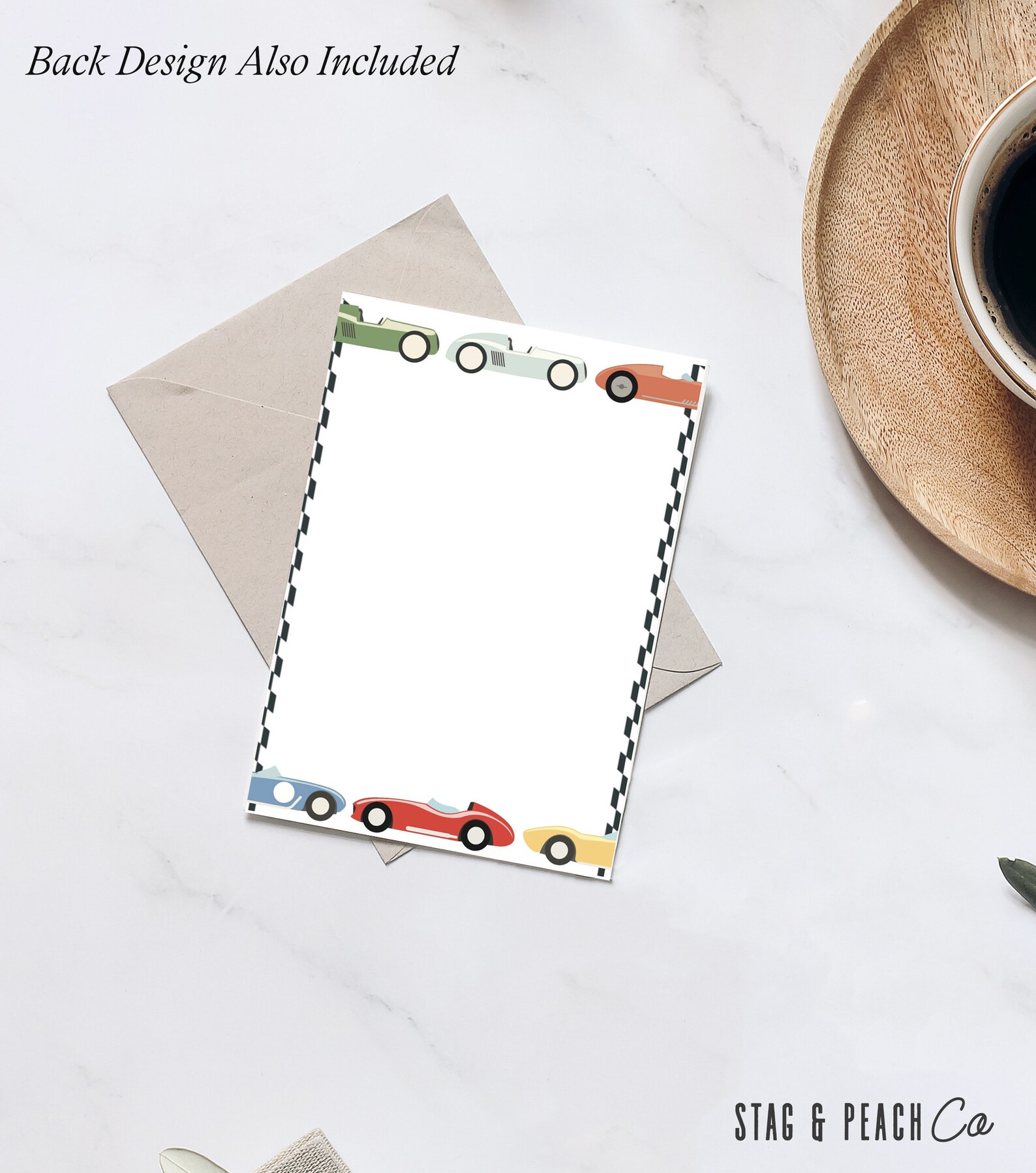 Race Car Thank You Card - Race Car Thank You Note, Racing Car Theme ...