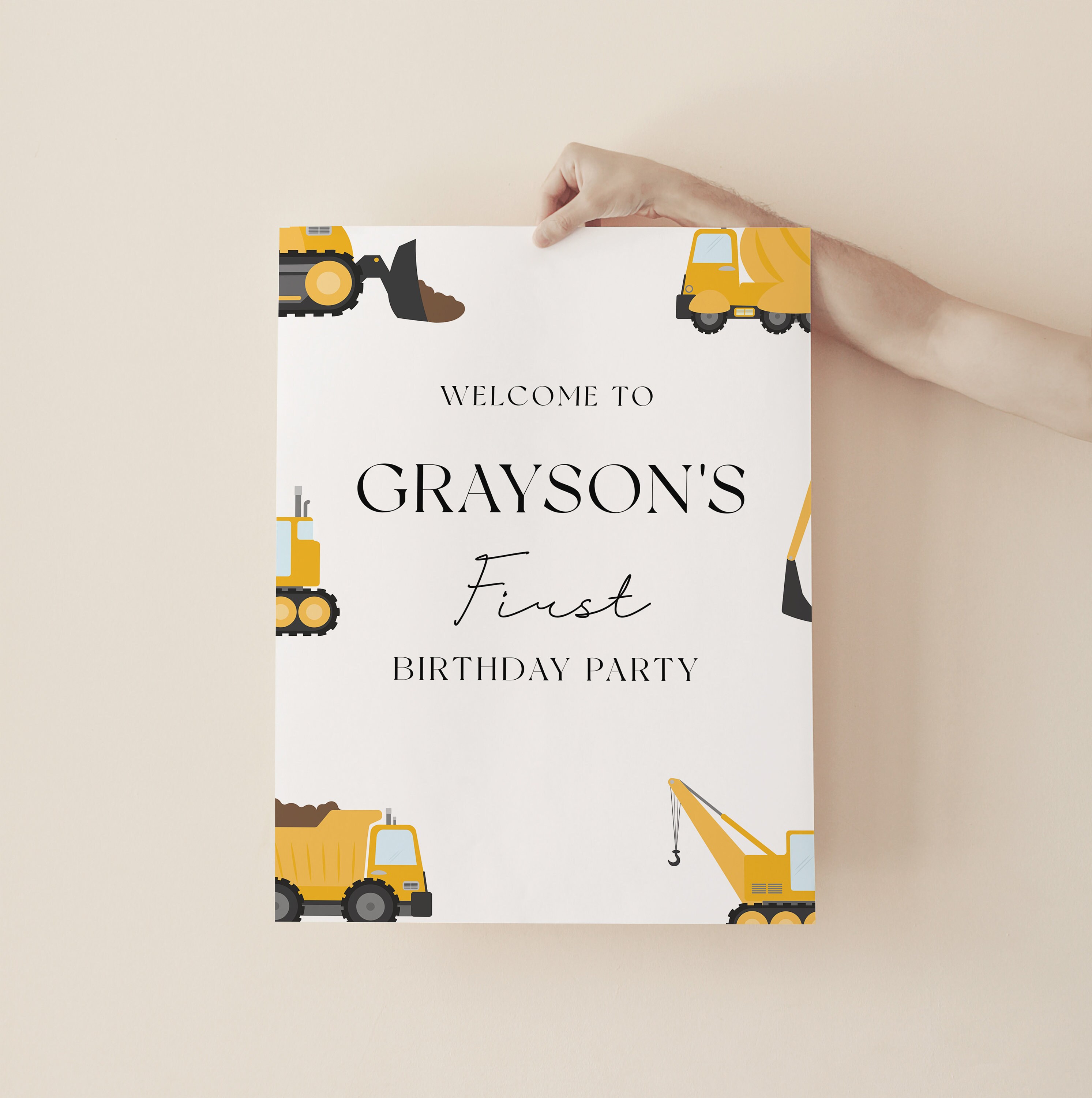 Construction Birthday Welcome Sign Construction Trucks Sign | Etsy
