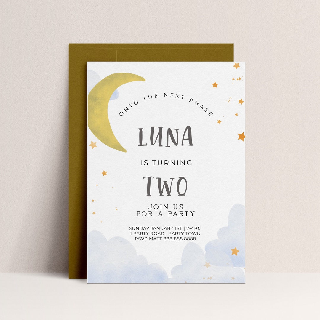 Moon Birthday Invitation - Celestial Invitation, Star Birthday ...