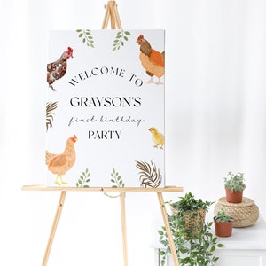 Chicken Birthday Signs 8x10" - Chicken Banner, Barnyard Birthday Banner ...