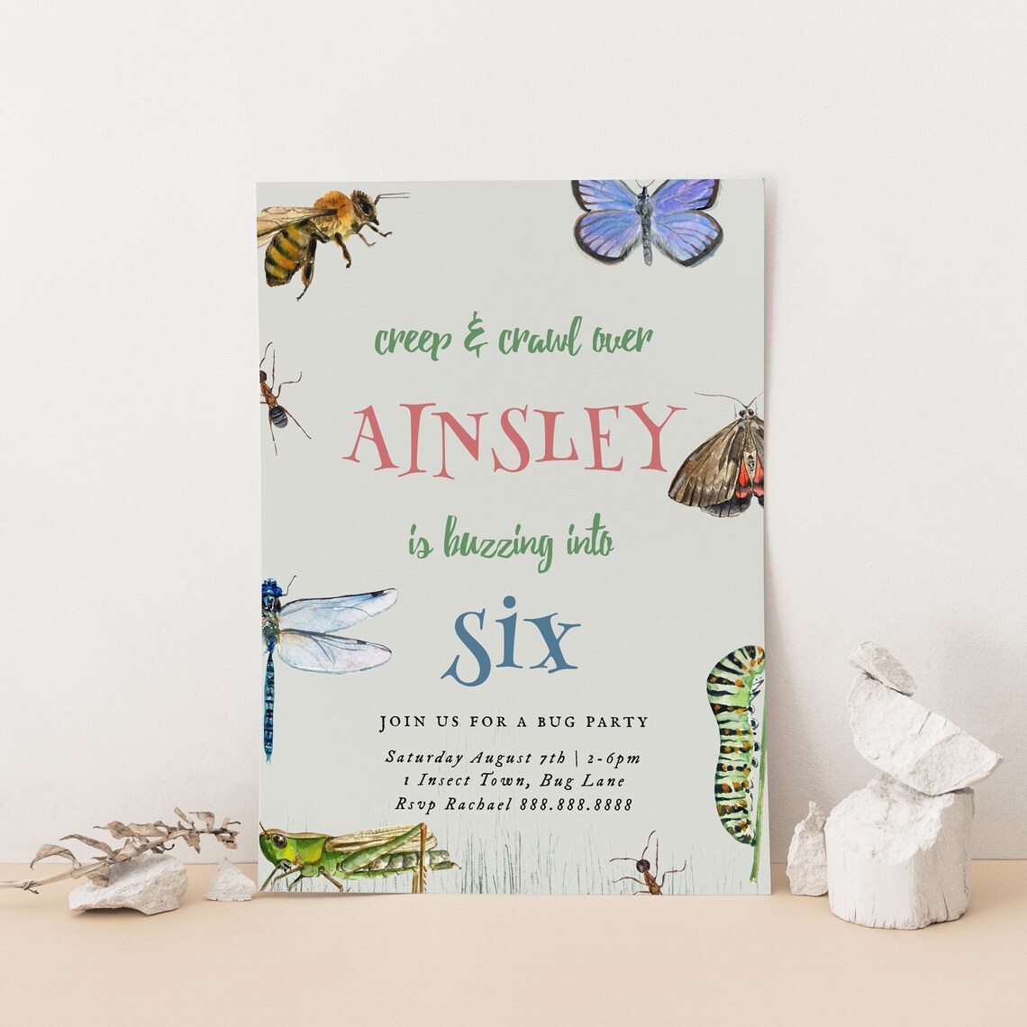 Bug Birthday Favor Tag-editable Insect Birthday Gift Tag, Outdoor ...