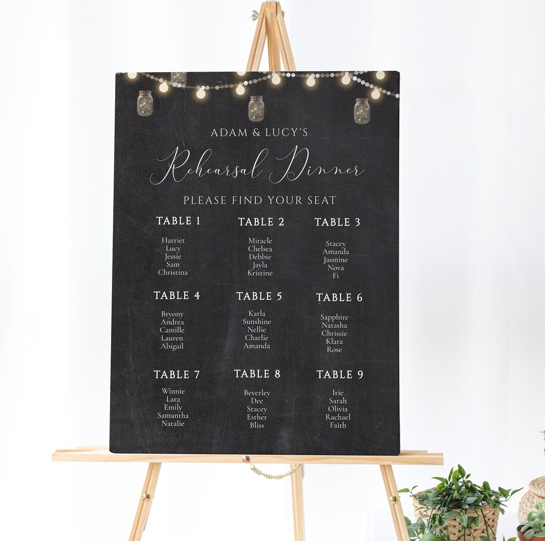 Rustic Seating Chart - Rustic Rehearsal Dinner Centerpiece, Rustic ...