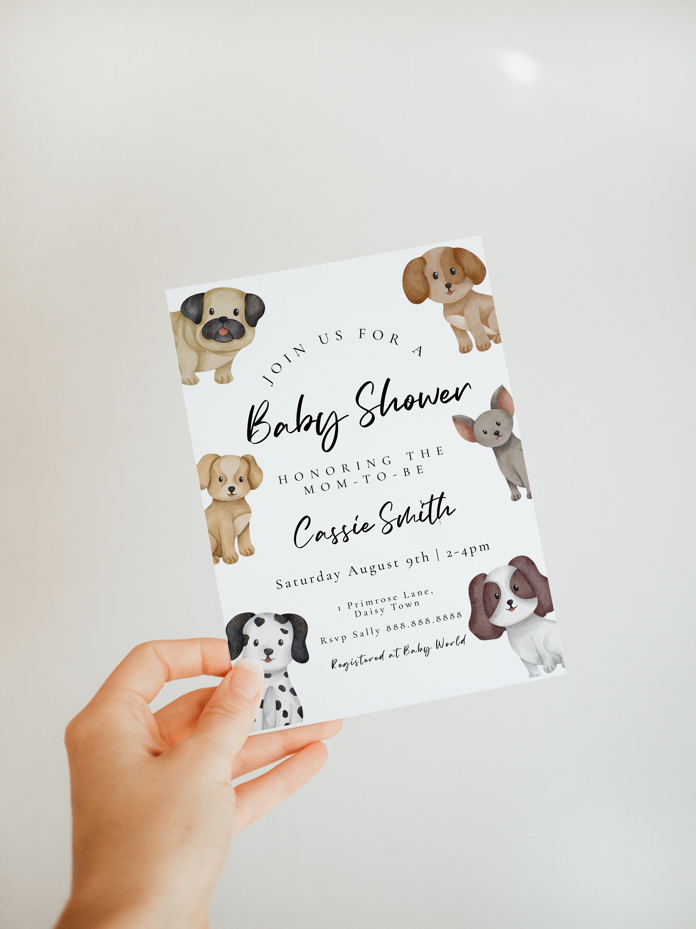 Puppy Baby Shower Invitation - Dog Theme Baby Shower Invitation, Gender ...
