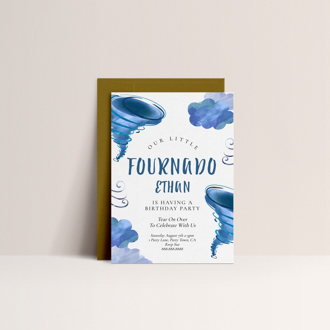 Fournado Birthday Invitation - Fourth Birthday Printable, Boys Birthday ...