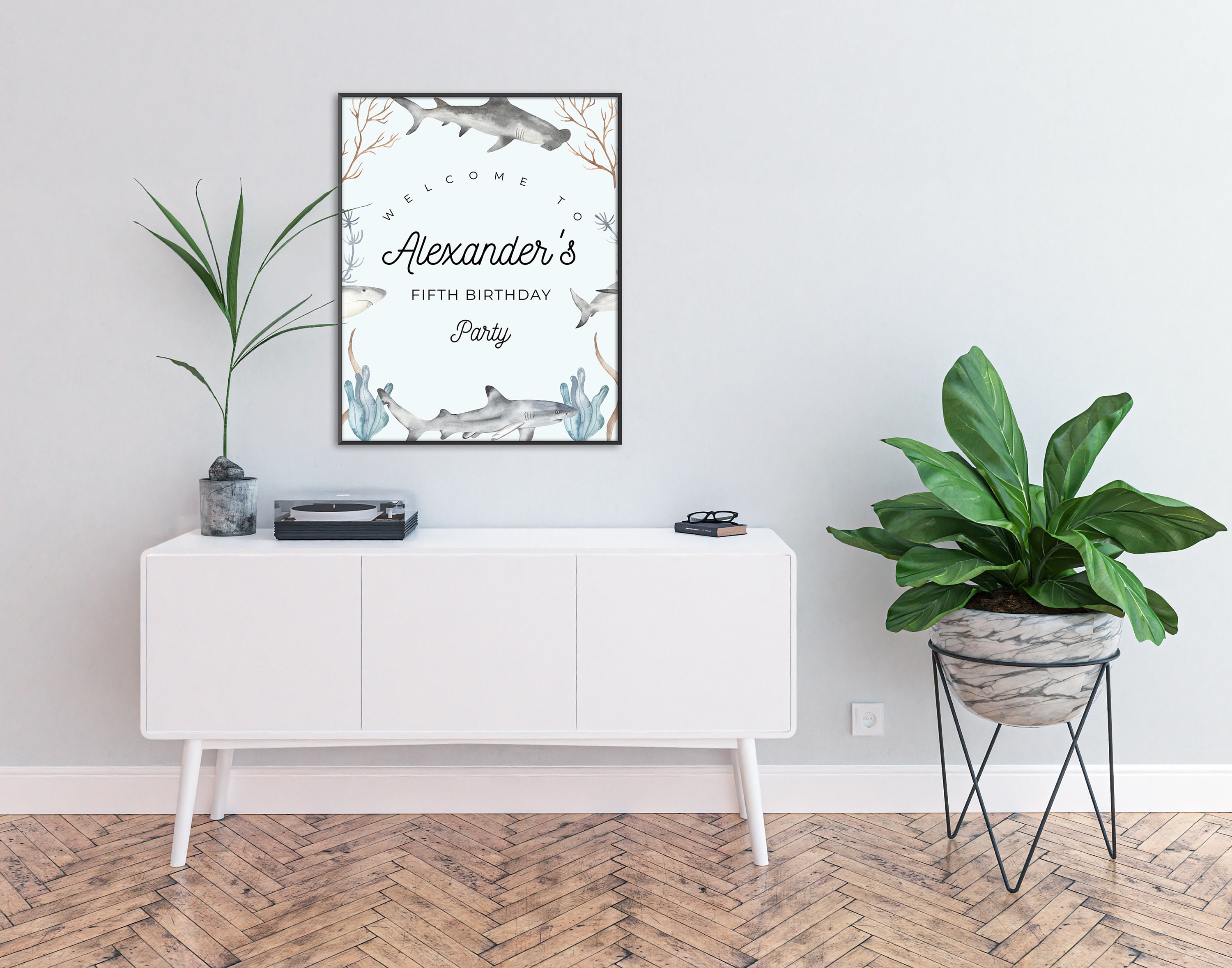 Shark Birthday Sign - Editable Shark Birthday Party Sign, Shark Decor ...