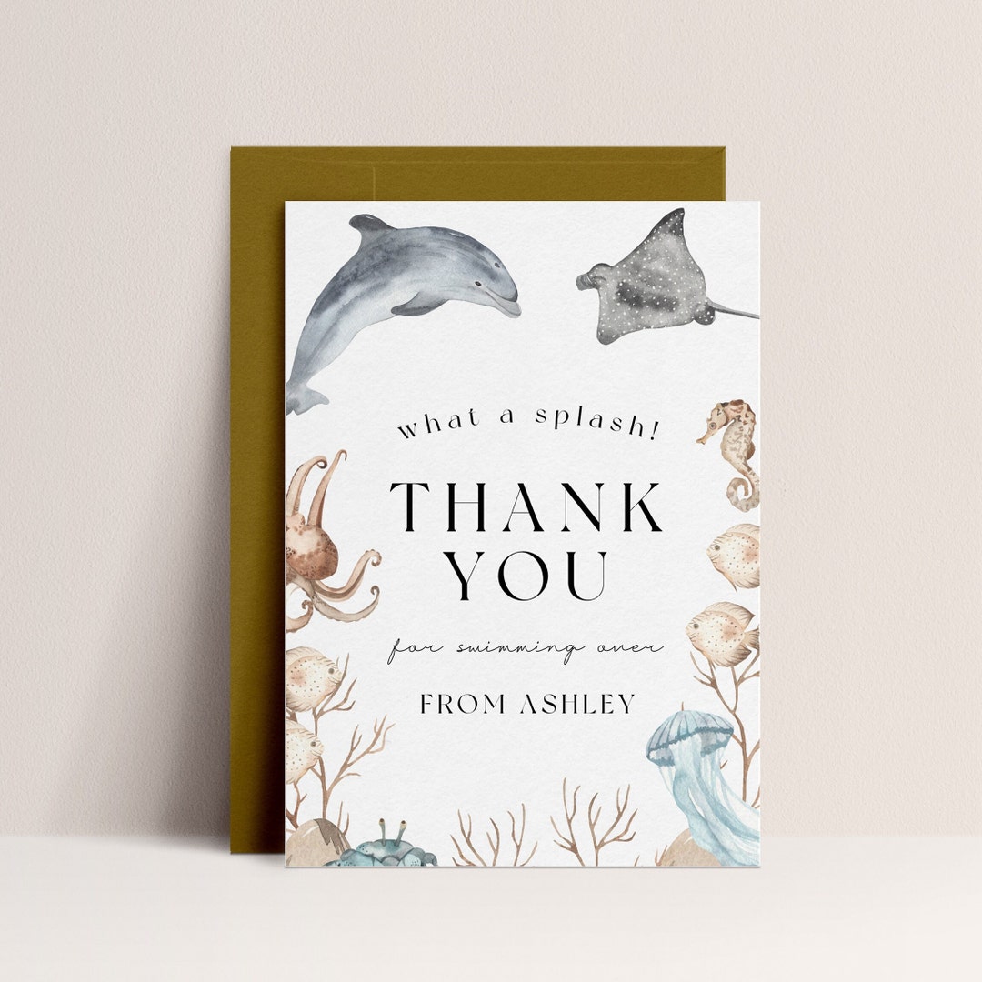 Under the Sea Birthday Thank You Card - Under the Sea Birthday Party ...