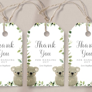 Koala Party Favor Tag-koala Party Decorations, Koala Birthday Party ...