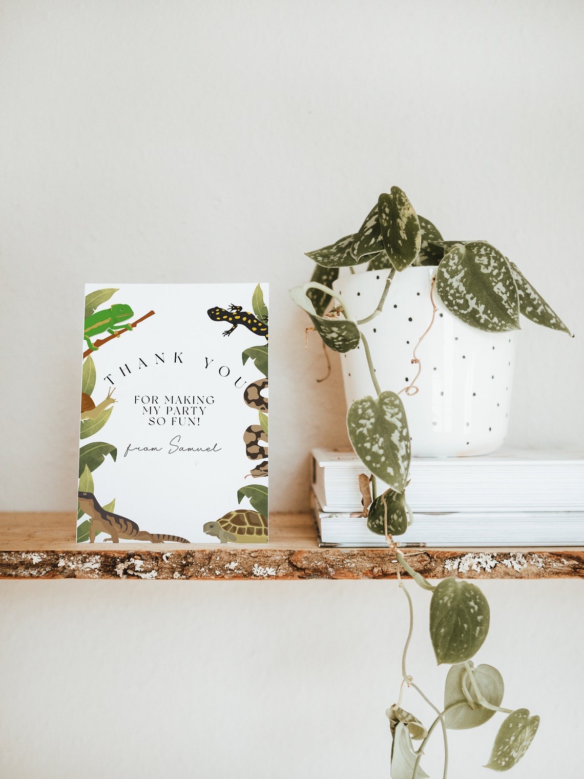 Editable Reptile Birthday Thank You Card - Reptile Thank You Card 3.5x5 ...