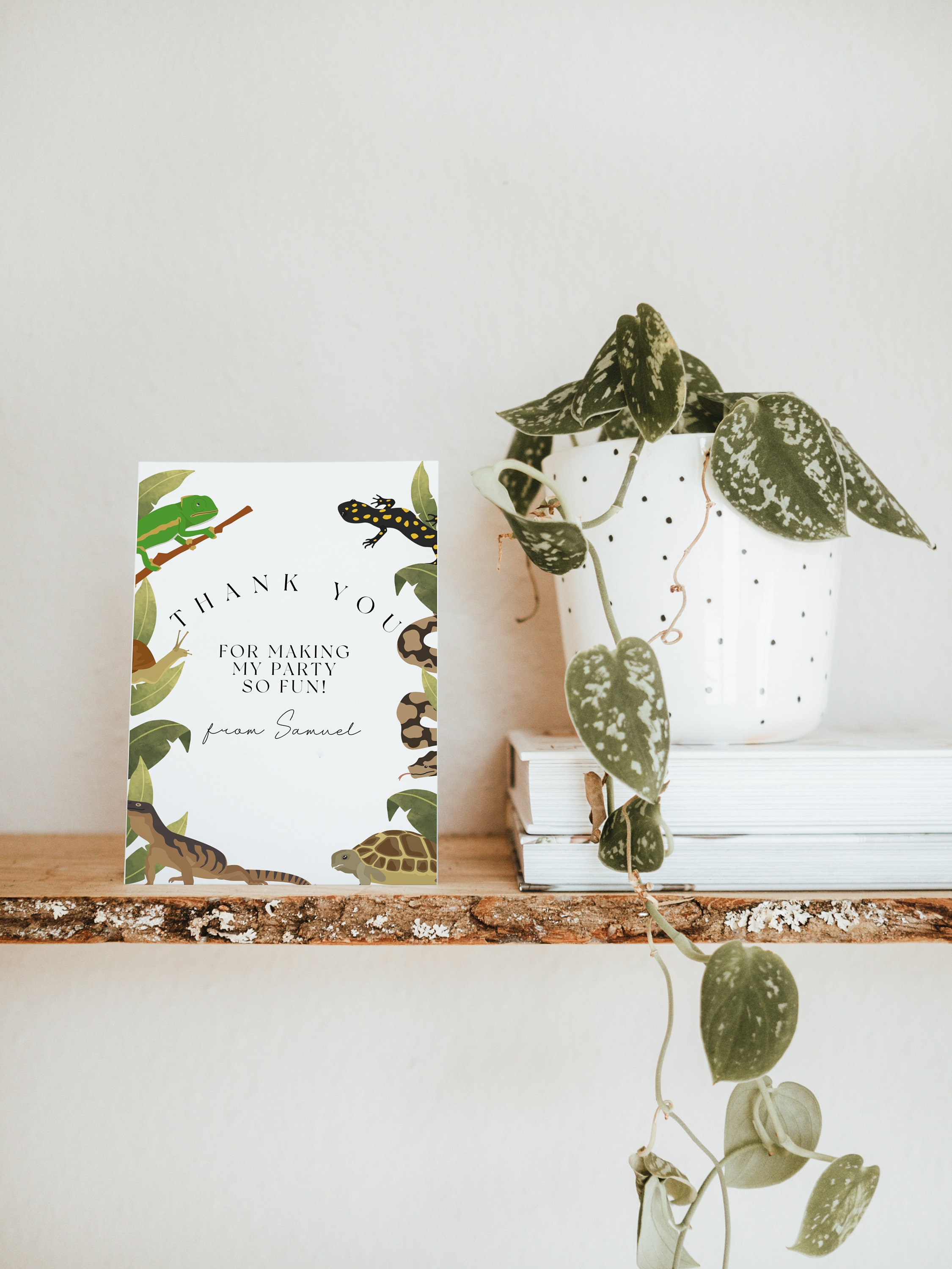 Editable Reptile Birthday Thank You Card Reptile Thank You - Etsy