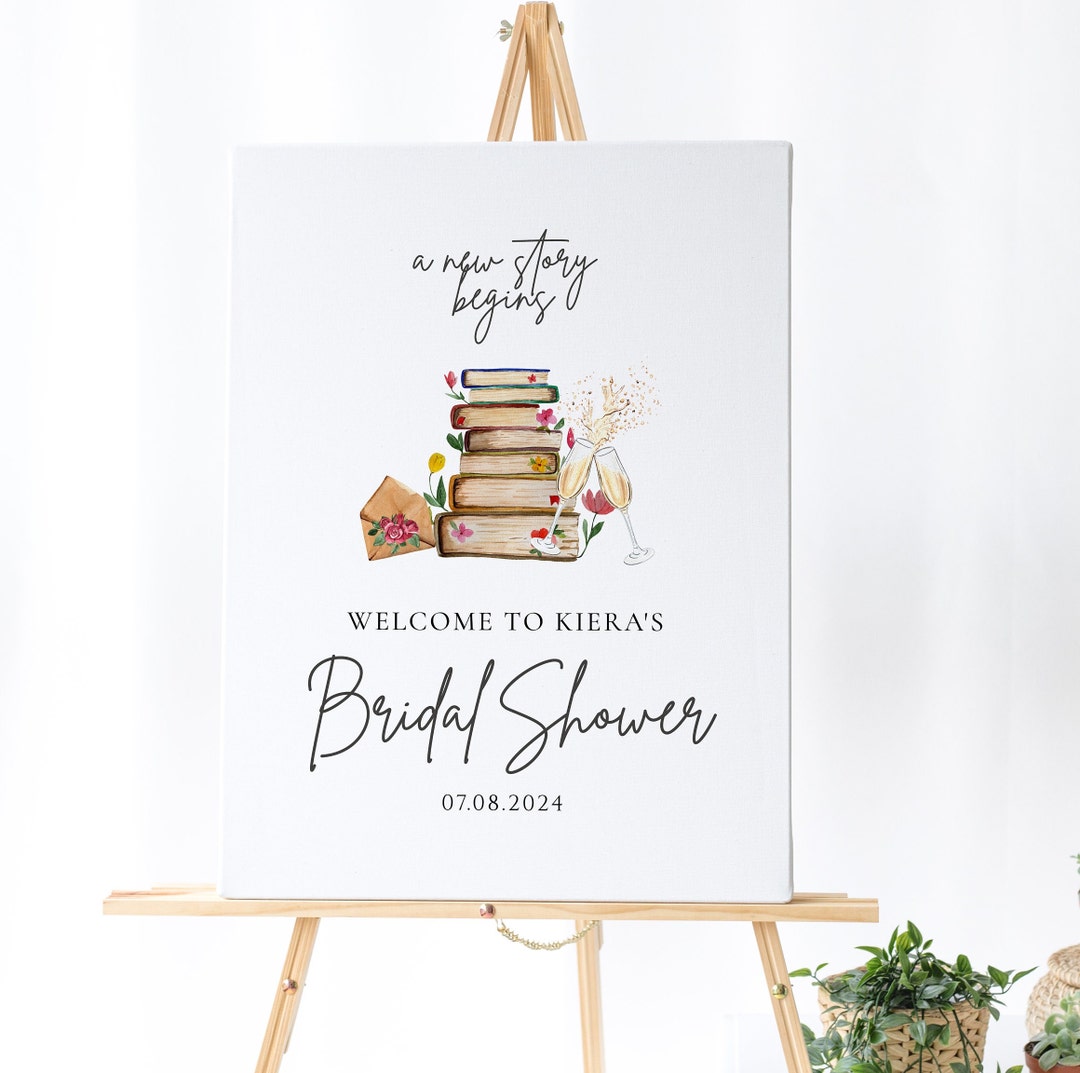 Book Theme Bridal Shower Welcome Sign-library Bridal Shower Decor, Book ...
