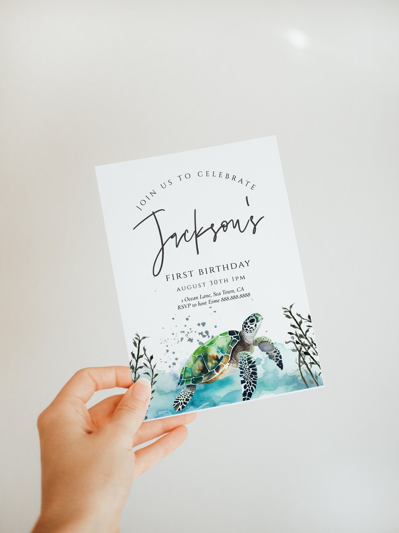 Turtle Birthday Invitation - Turtle Party, Turtle Invitation, Kids ...