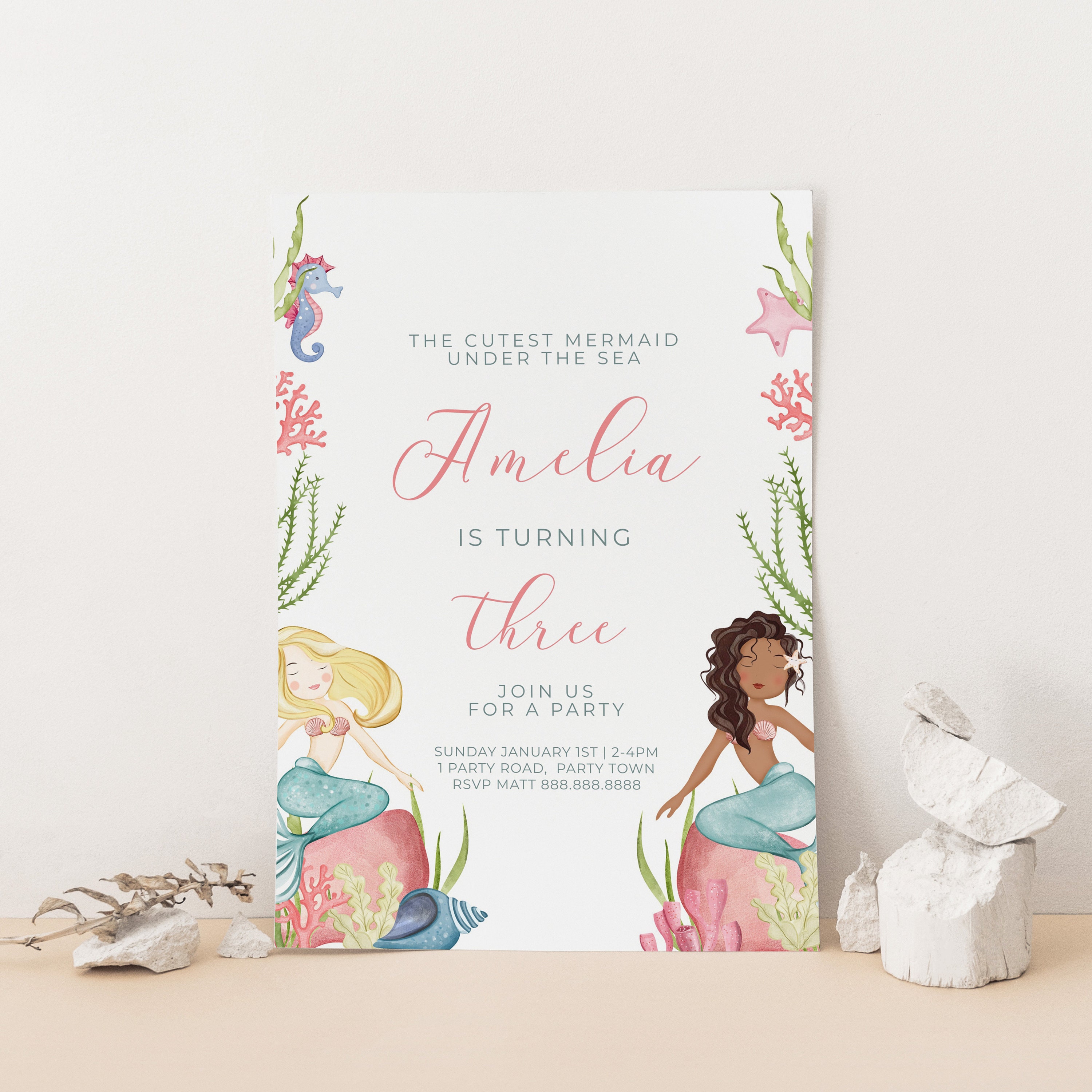 Mermaid Birthday Invitation Instant Download - Editable Mermaid ...