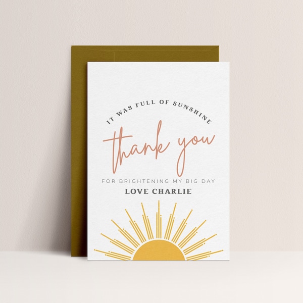 Sunshine Birthday Thank You Card - Etsy