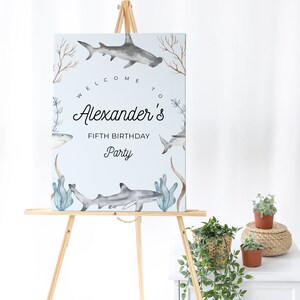 Shark Birthday Banner-shark Birthday Sign, Shark Birthday Backdrop ...