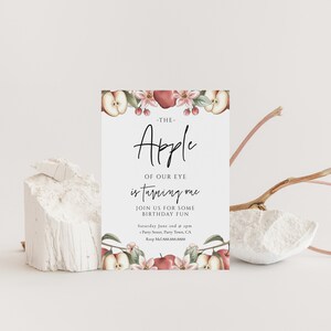 Apple Birthday Invitation - Apple Theme Invitation, Girls Birthday ...