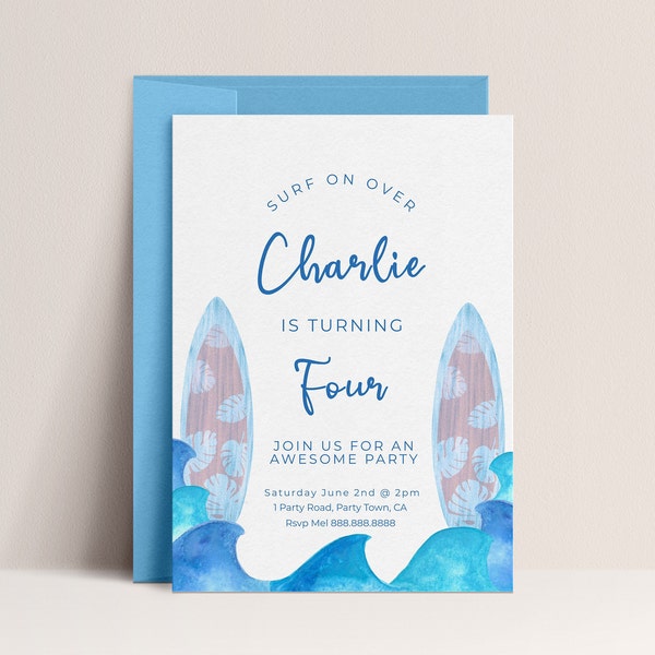 Surfing Invitation - Etsy