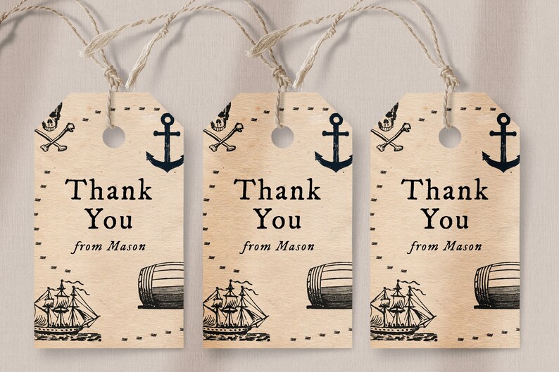Editable Pirate Birthday Thank You Tag - Pirate Birthday Party Favor ...