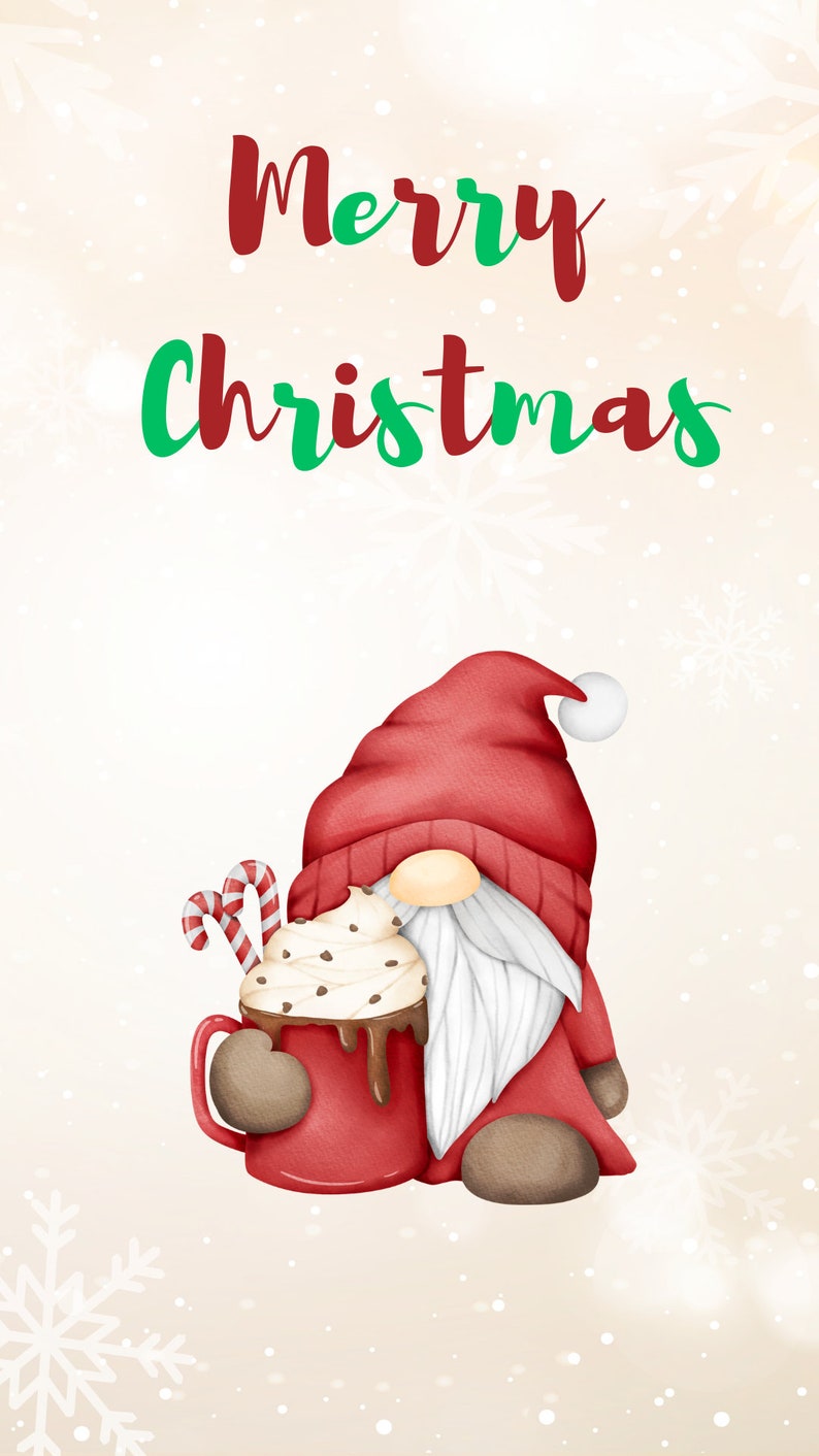 Merry Christmas Gnome Phone Wallpaper - Etsy Merry Christmas Gnome Phone Wallpaper - Etsy