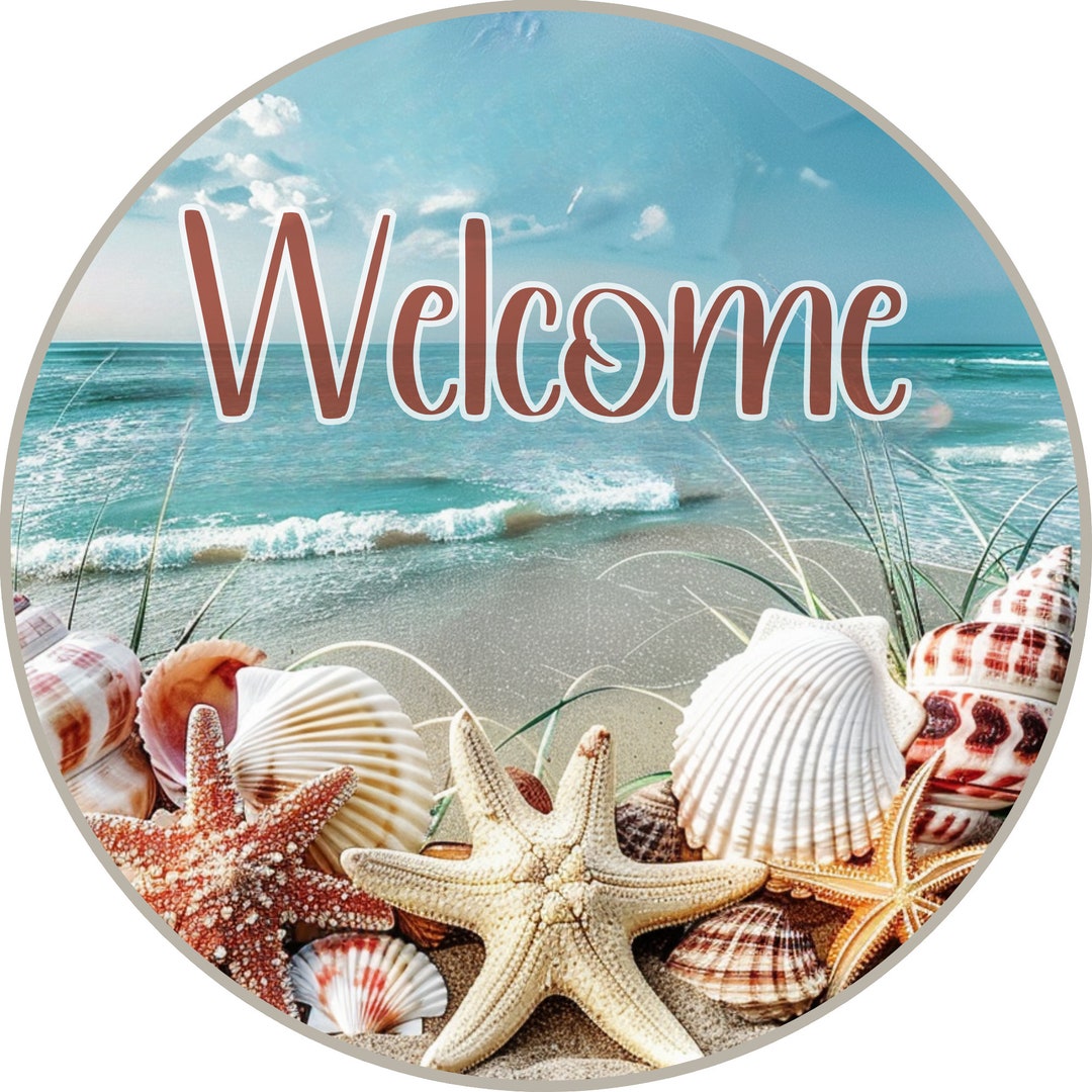Seaside Serenity Costal Welcome Metal Wreath Sign - Beach Decor - Etsy