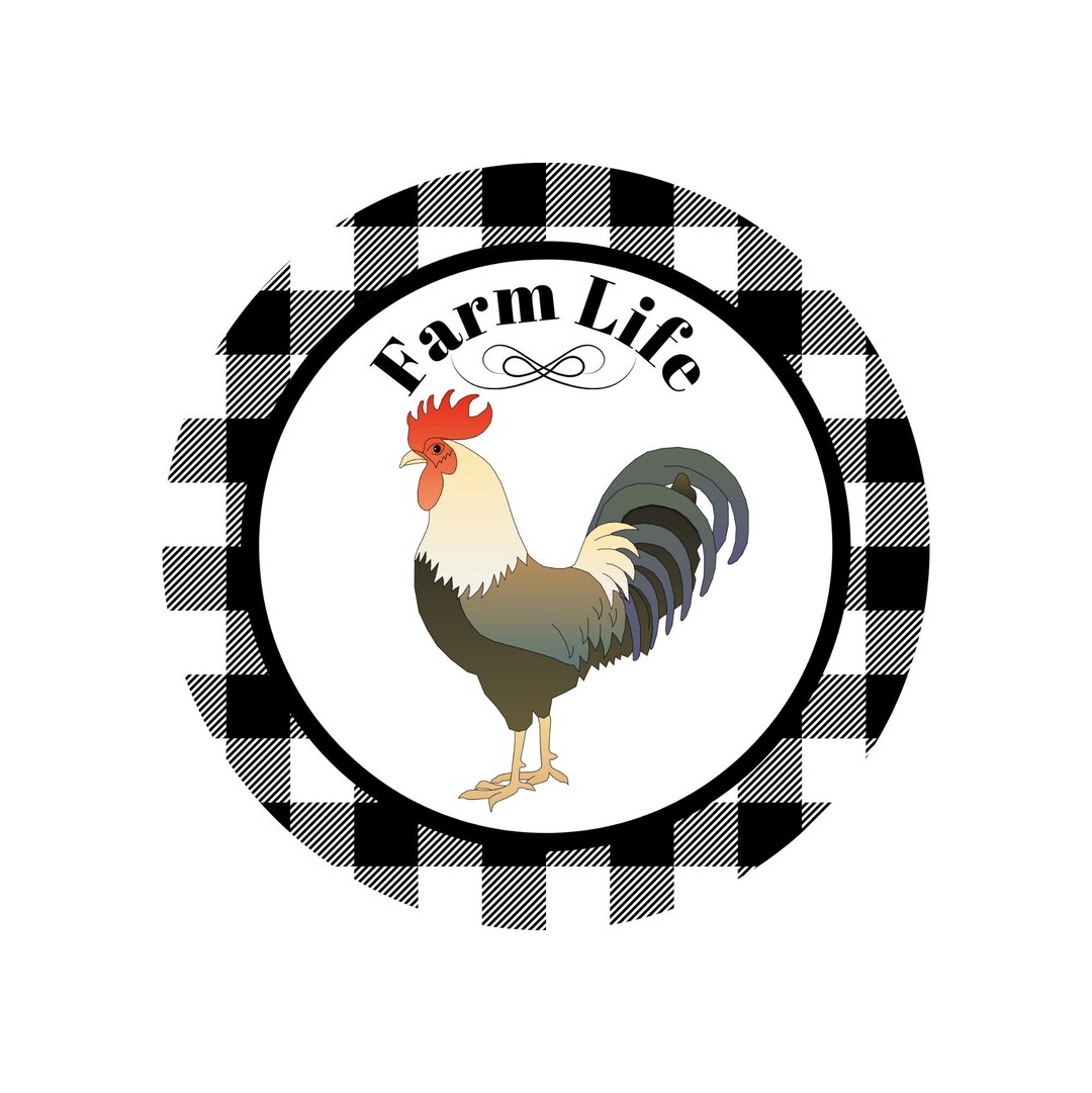 Farm Life Metal Rooster Wreath Sign, Buffalo Plaid Farmhouse Wreath ...