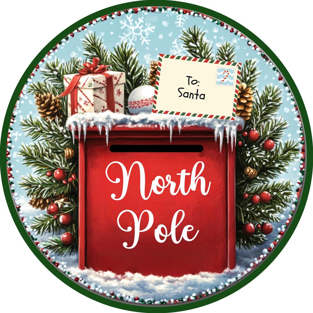 North Pole Mailbox - Santa Letters Metal Holiday Sign - Etsy