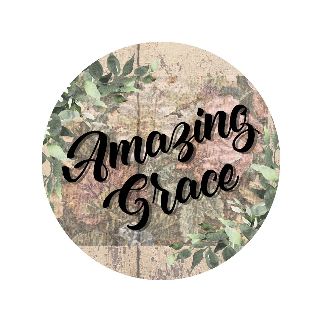 Amazing Grace Religious Wreath Sign, Amazing Grace Lyric Sign ...
