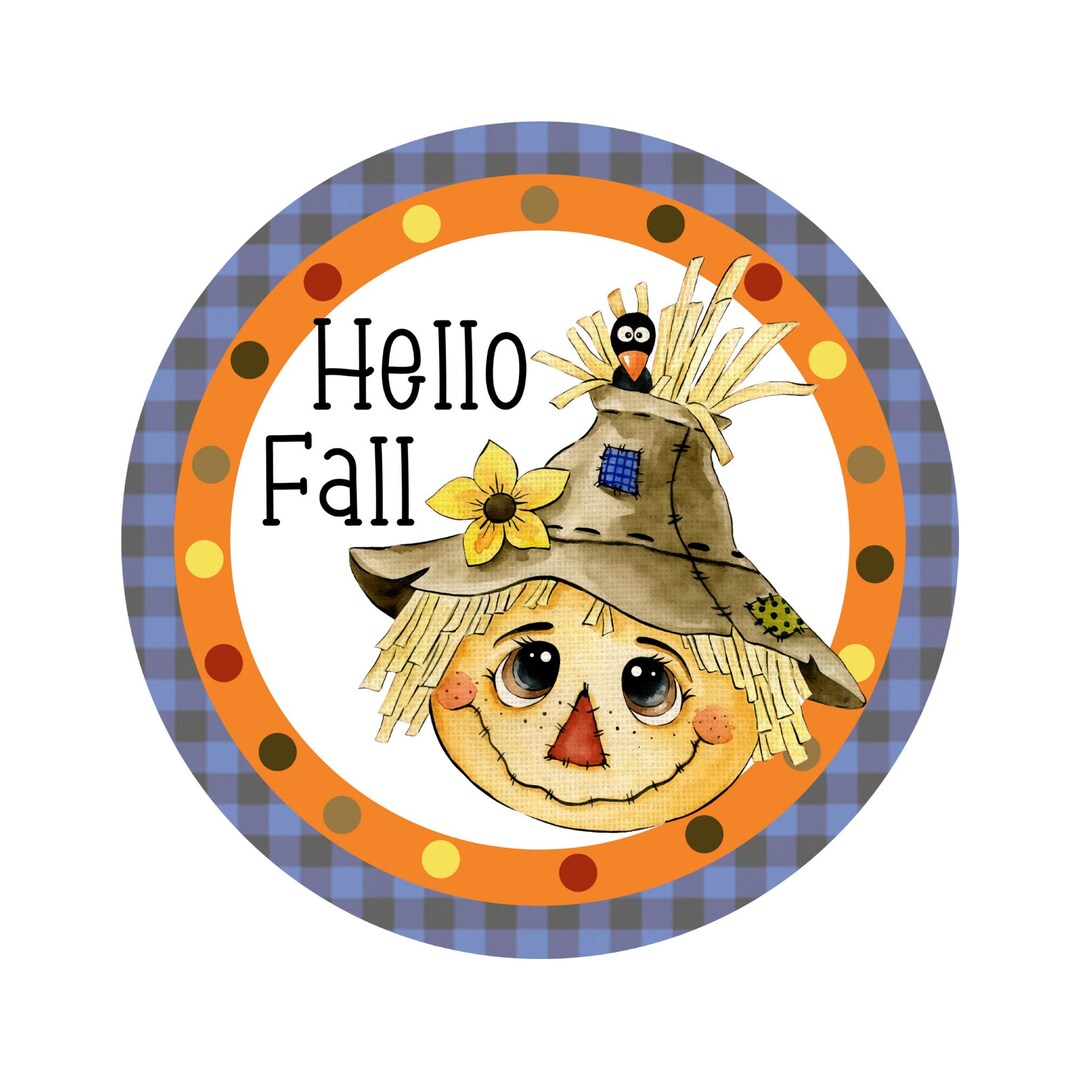 Scarecrow Hello Fall Wreath Sign, Scarecrow Fall Wall Decor, Fall ...
