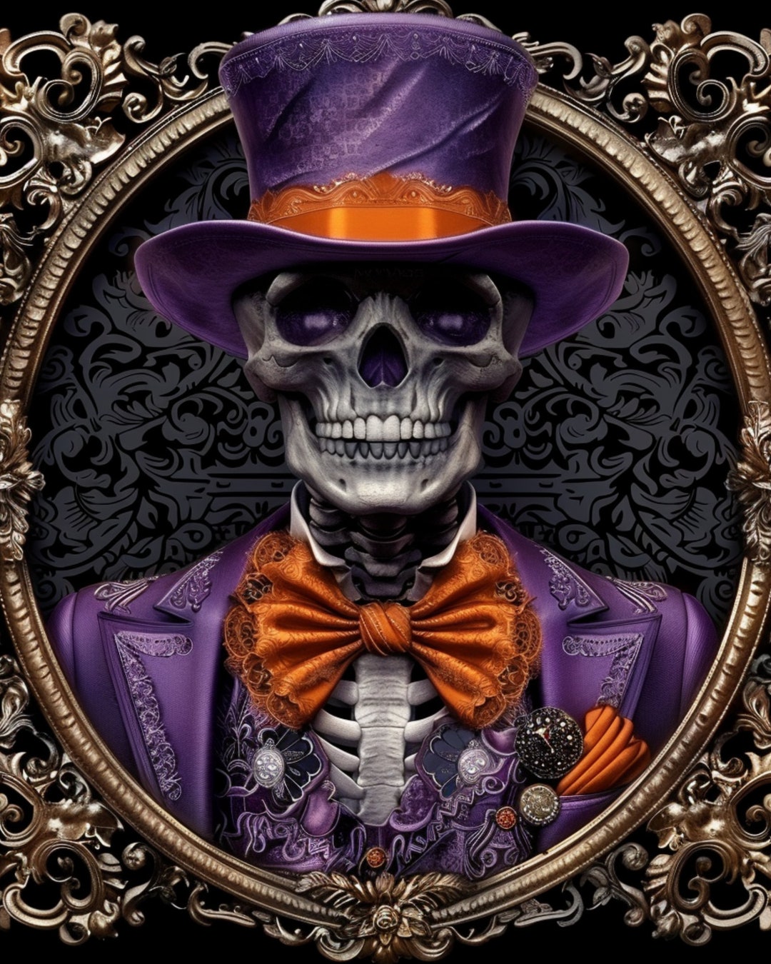 Dapper Skeleton Gentleman Metal Wreath Sign Elegant Halloween Decor - Etsy