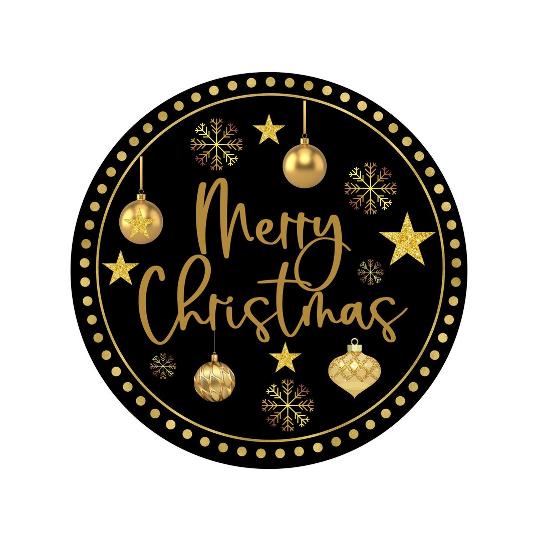 Merry Christmas Gold and Black Metal Sign, Christmas Wreath Sign ...