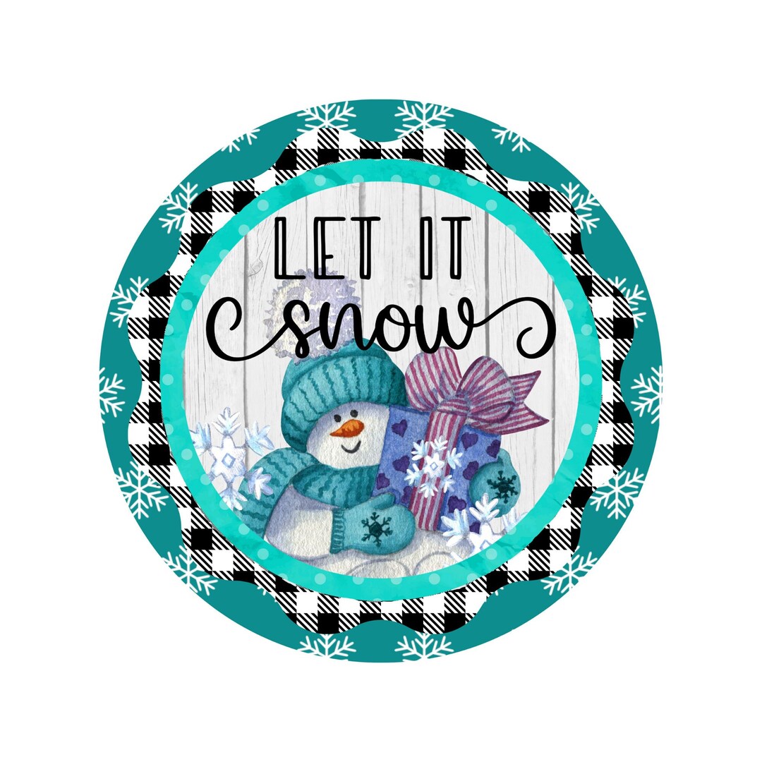 Snowman Metal Sign, Christmas Wreath Sign, Buffalo Plaid Snowman Wreath ...