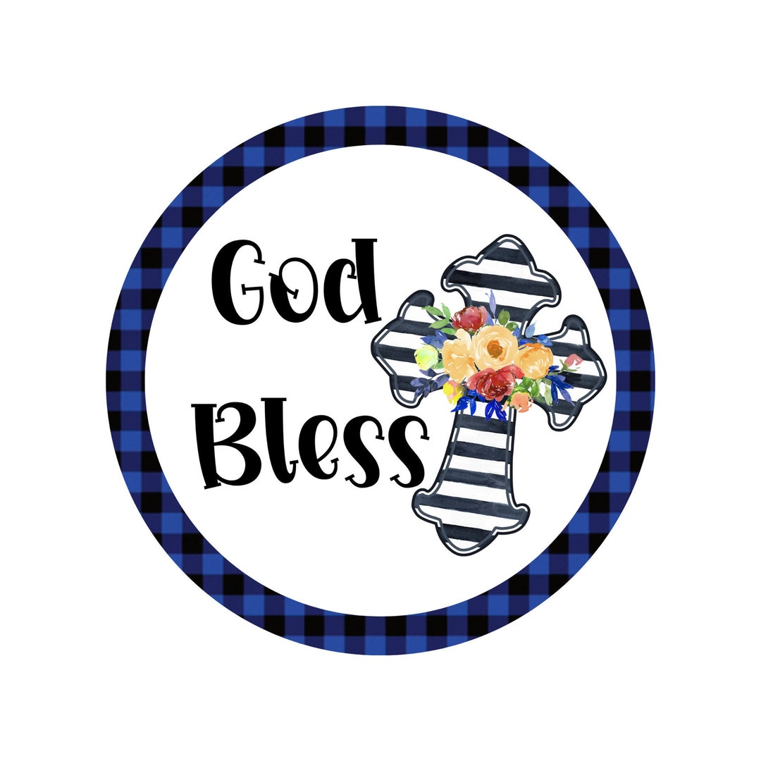 God Bless Sign, Cross Sign, Religious Wreath, Sublimation Sign ...