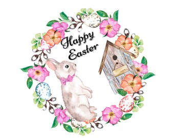 Bunny Wreath Sign Easter Wreath Sign Spring Sign Birdhouse | Etsy