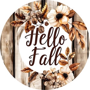 Elegant Autumn Hello Fall Metal Wreath Sign - Hello Fall Botanical ...