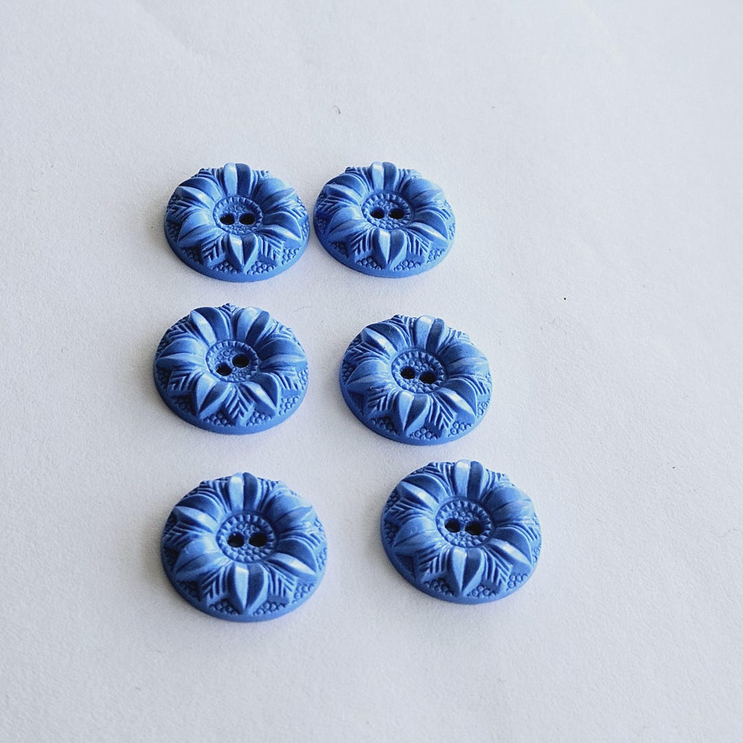 Retro / Vintage 1960s 6 Blue Hard Plastic Buttons in Mint Condition - Etsy