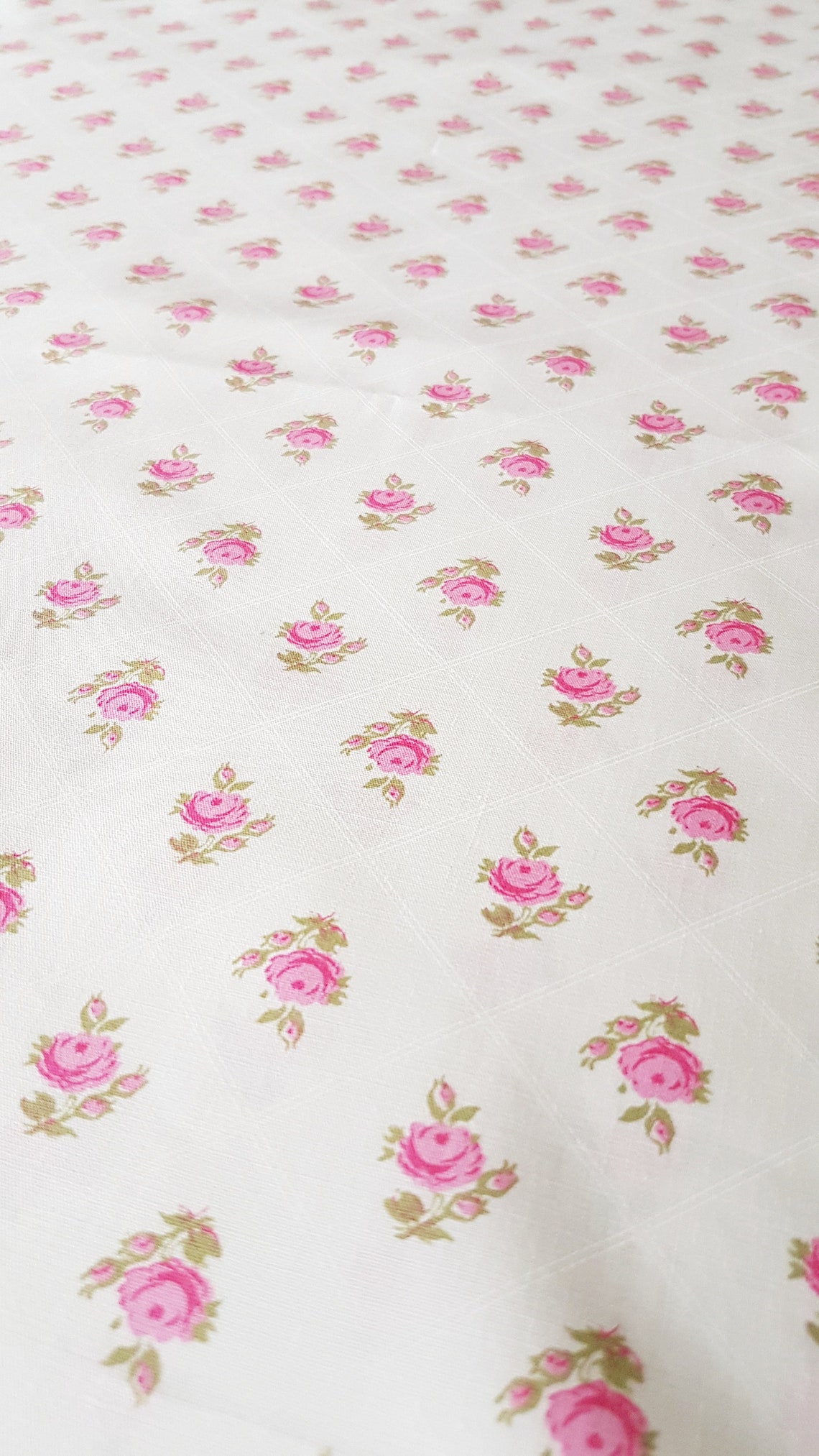 Beautiful Rose Hip / Hips / Floral White Cotton Fabric in Mint ...