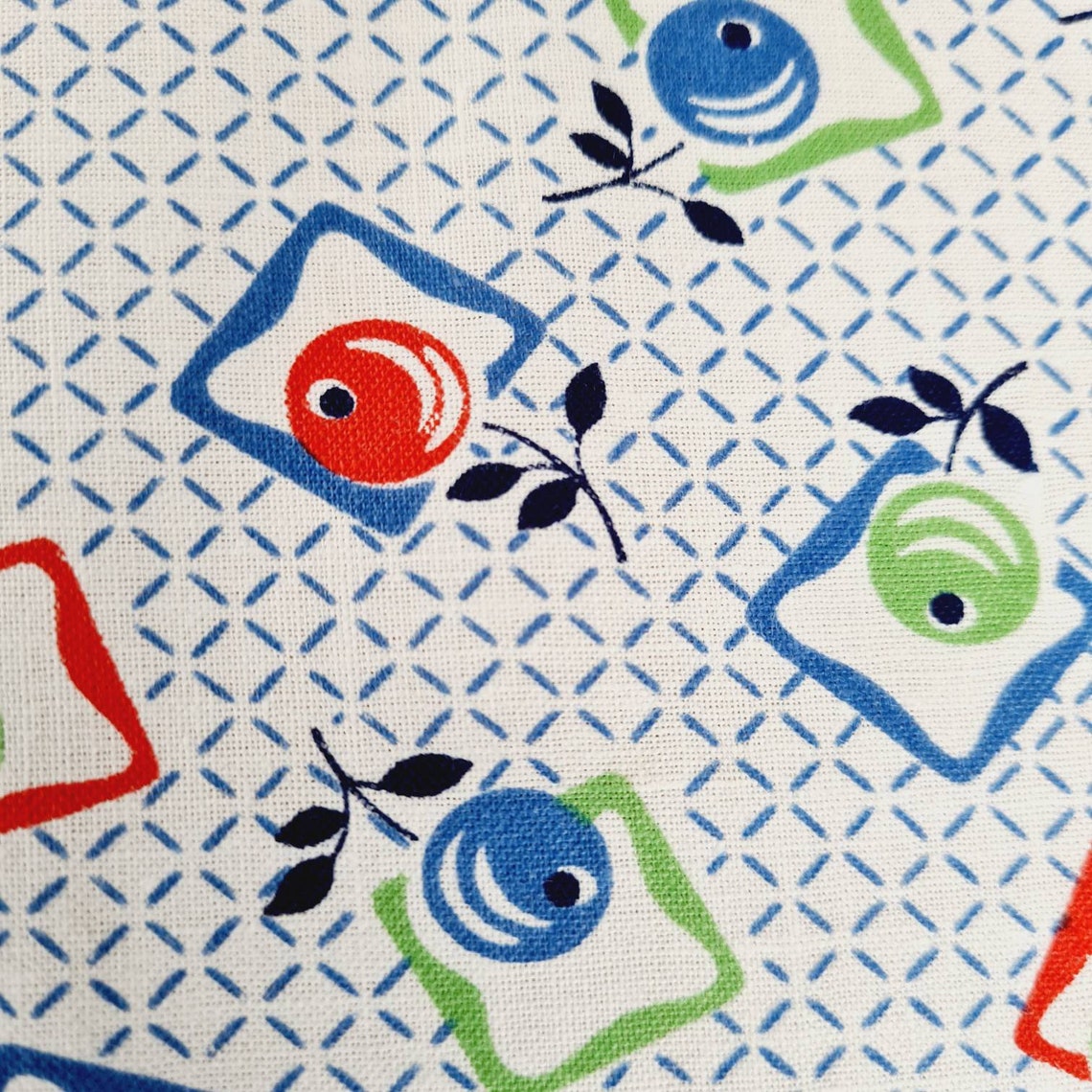 Vintage Beautiful Floral Printed Thin Cotton Retro Fabric in Mint ...