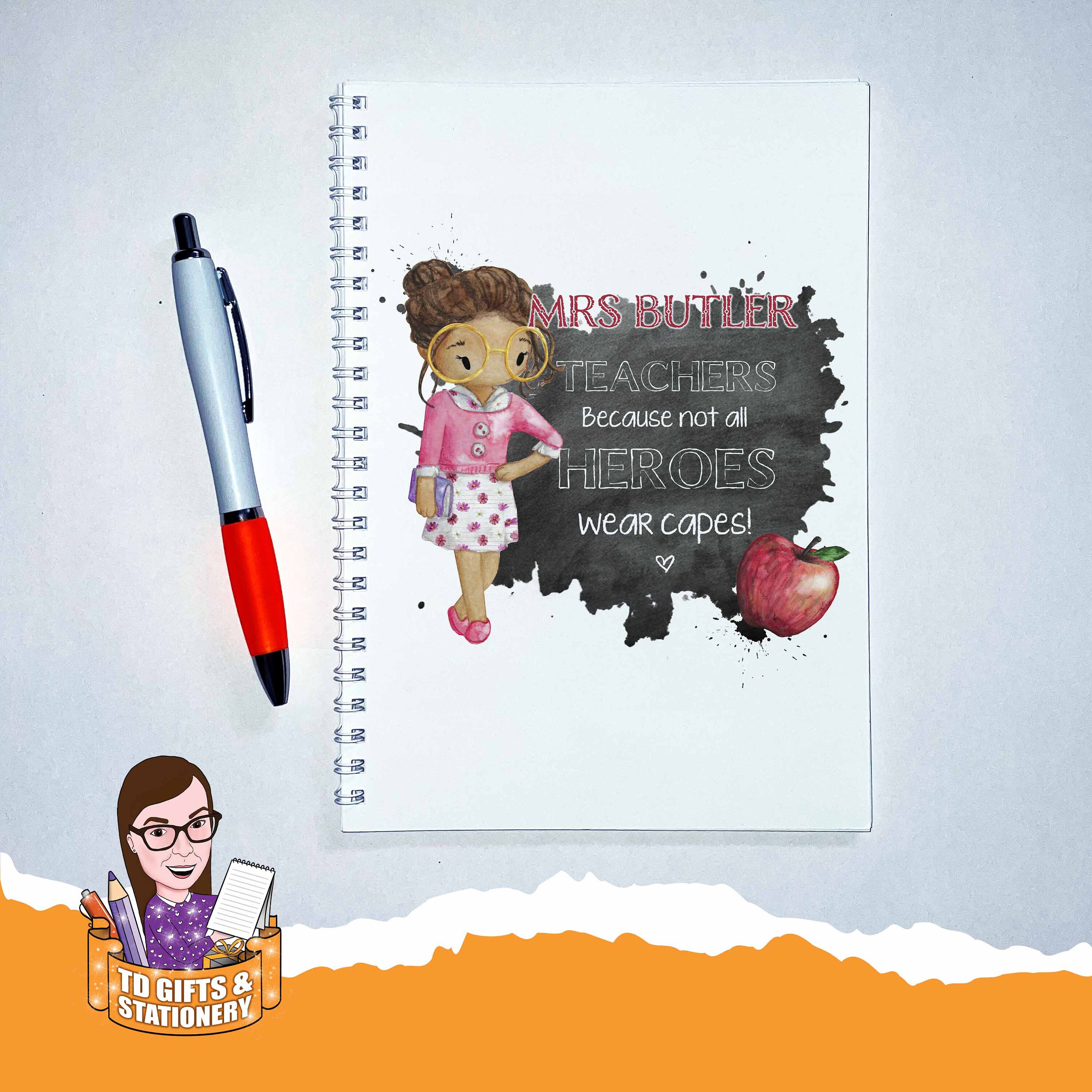 Not All Heroes Wear Capes Female Teacher A5 Notebook , Plain or Lined ...