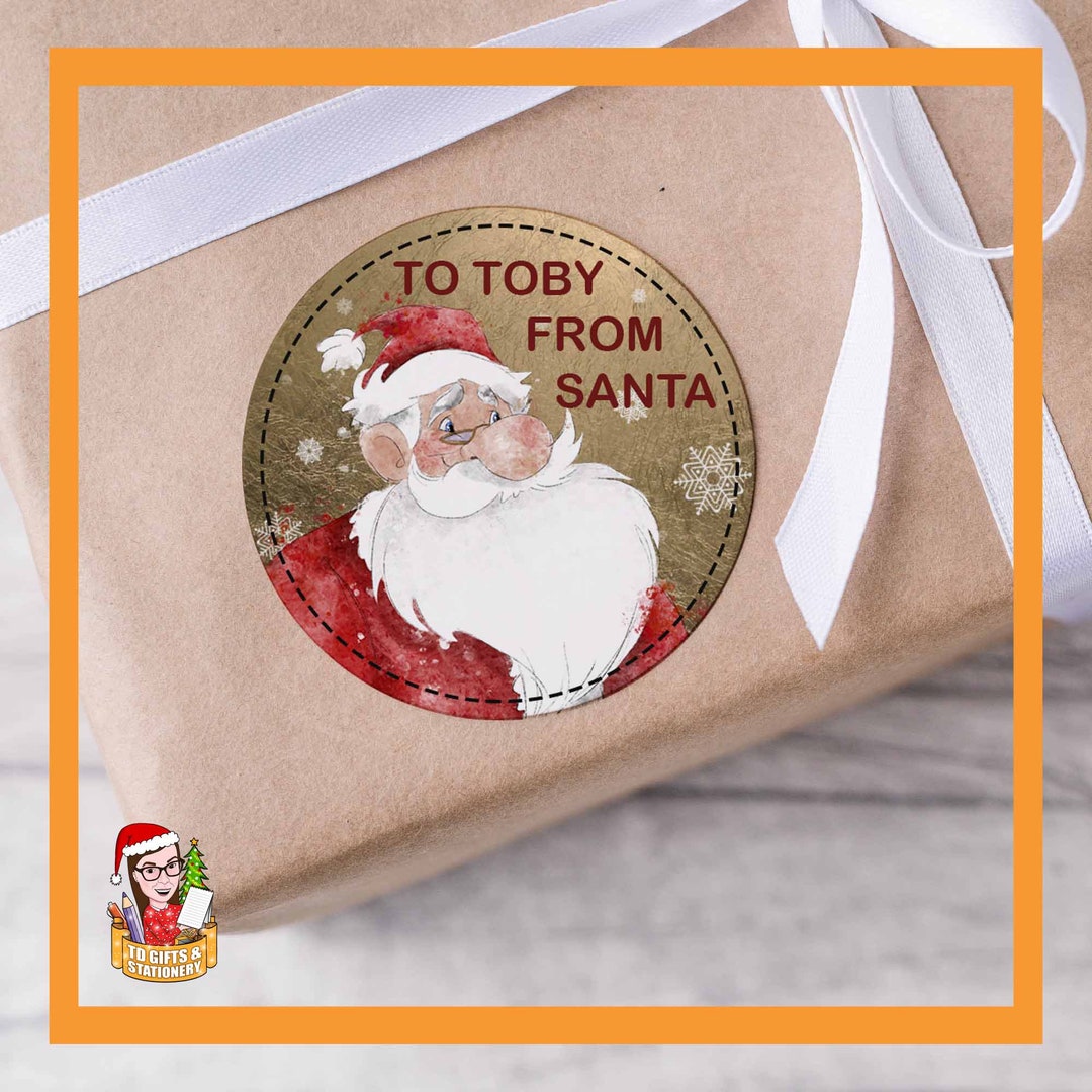 Christmas Present Santa Stickers, Personalised Stickers - Etsy
