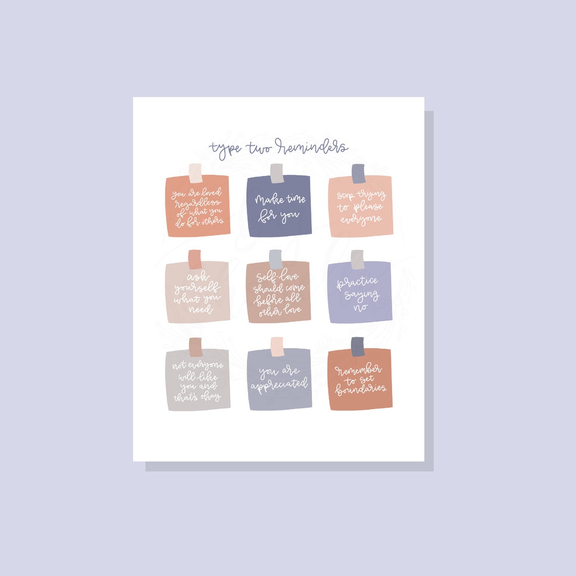 Enneagram Two Reminders Physical Print Wall Art and Desk - Etsy