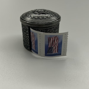 Roll Stamp Dispenser Metal USPS Elegant Office Décor Brass Floral Motif ...