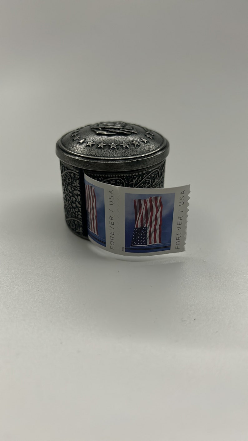 Roll Stamp Dispenser Metal USPS Elegant Office Décor Brass Floral Motif ...