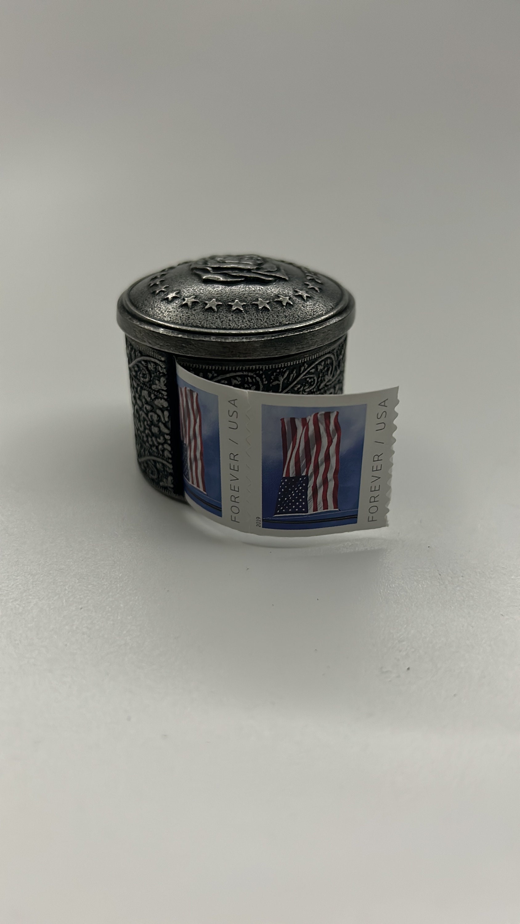 Roll Stamp Dispenser Metal USPS Elegant Office Décor Brass Floral Motif ...