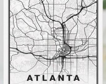 Atlanta Map Postcard - Etsy